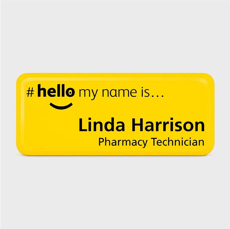 Yellow Hello My Name Is … Frameless Domed 30 | Magnetic Name Badges